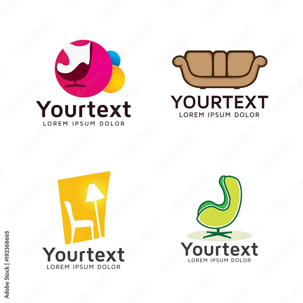 Collection of icons or logos for furniture. Set of logo, badge, emblem ...