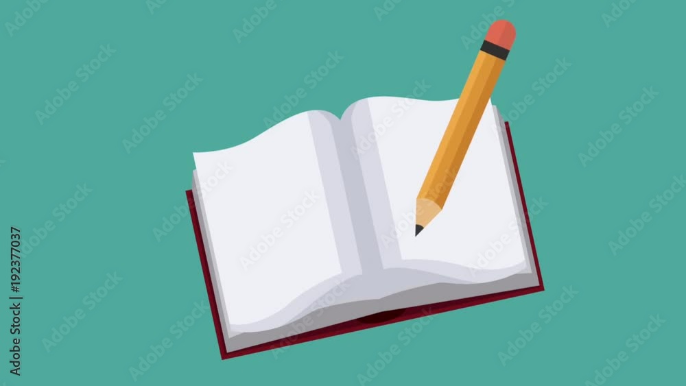 Book open and pencil appears on differents scenes symbolizing education ...