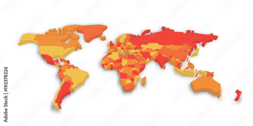 3D political map of World. Vector illustration. Stock Vector | Adobe Stock