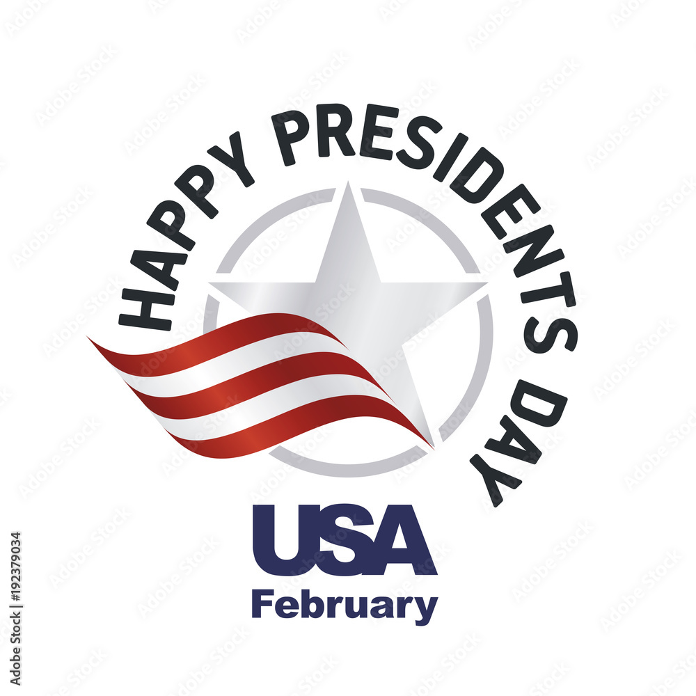 Happy Presidents Day USA logo icon star ribbon white background Stock ...