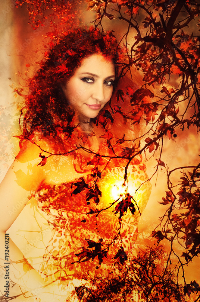 Awakened Woman Sunset Powerful Goddess Solar Plexus Stock Photo | Adobe ...