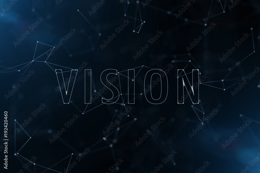 Artistic vision cloud word on abstract dark blue background with lines ...