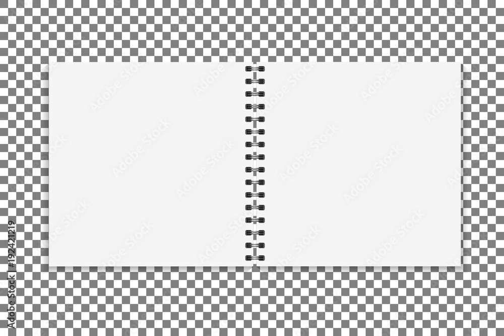 Square Notebook mockup. Empty pages book with binder metal spiral ...