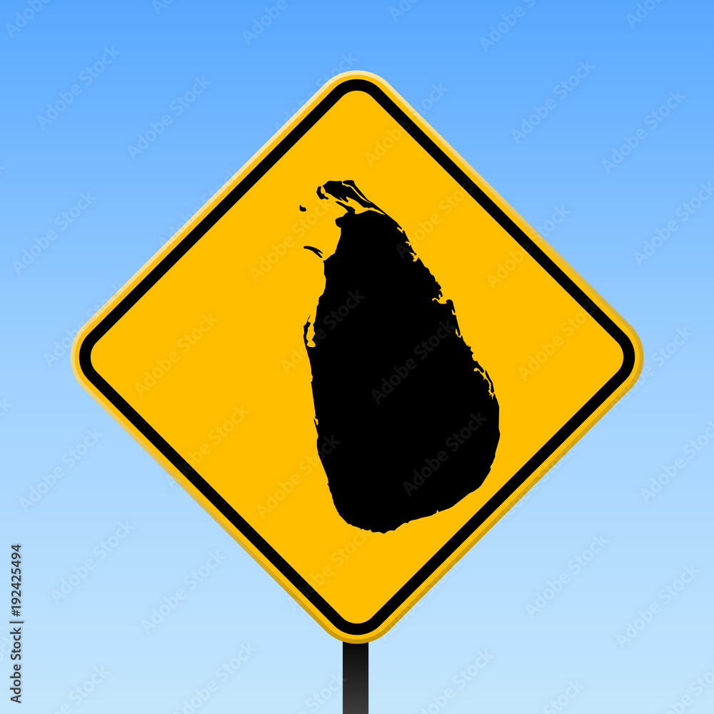 Sri Lanka map on road sign. Square poster with Sri Lanka country map on ...