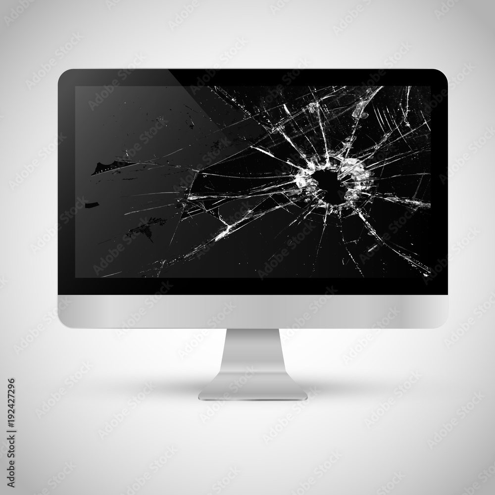 Broken screen of a computer. Stock Vector | Adobe Stock