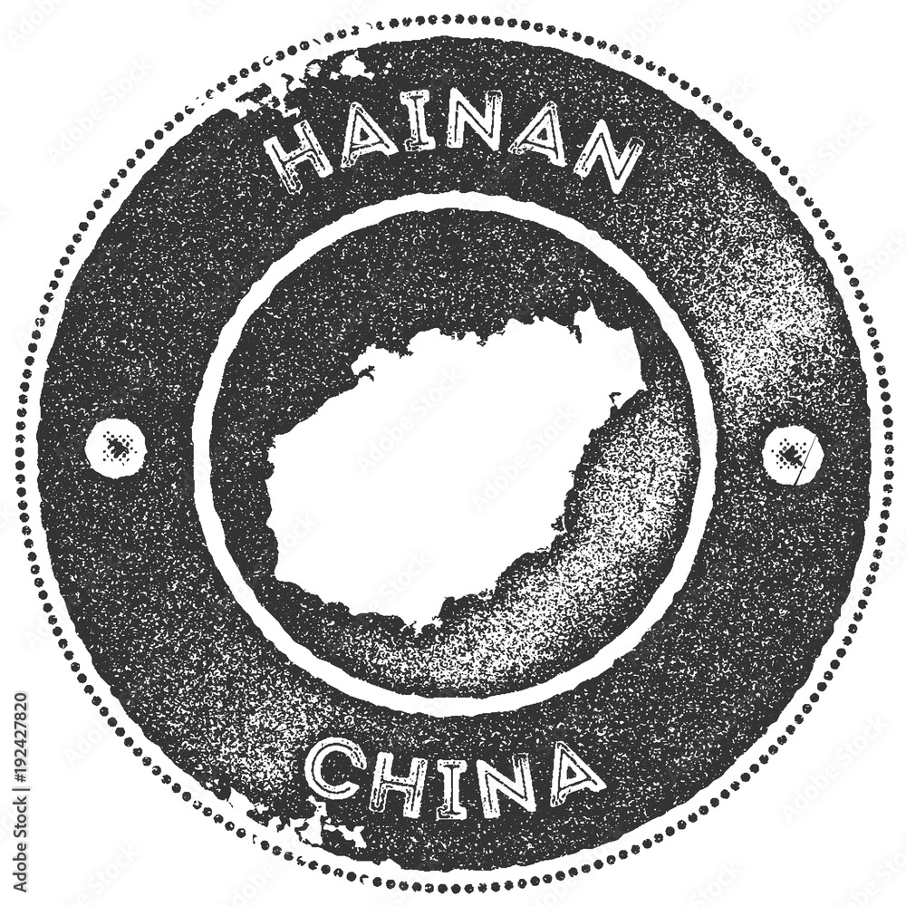 Hainan map vintage stamp. Retro style handmade label, badge or element ...