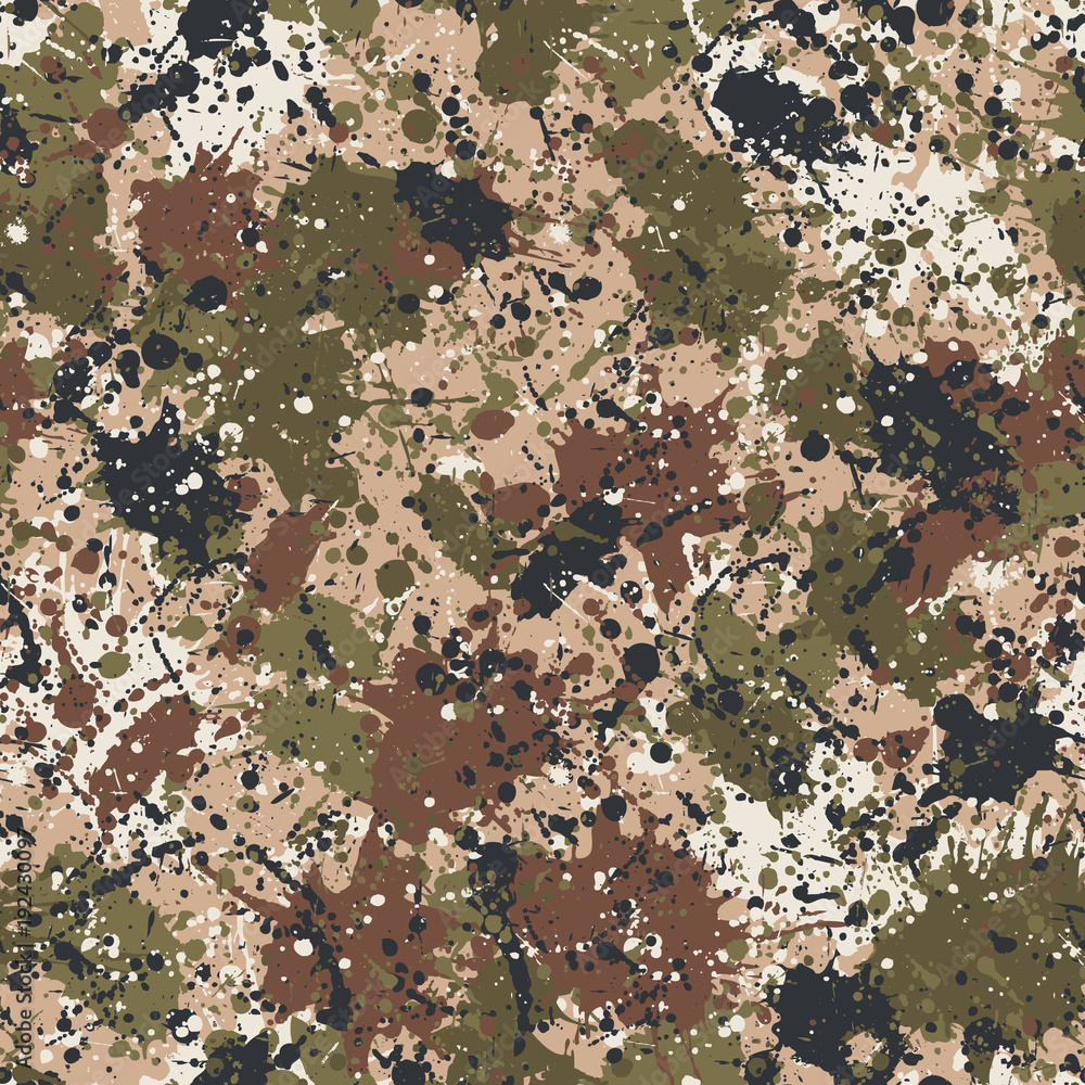 Splatter camouflage Ink paint wallpaper abstract vector seamless ...