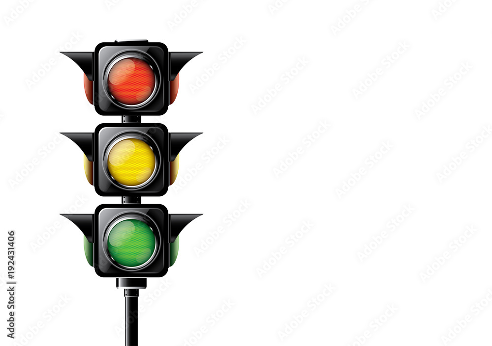 Realistic traffic lights isolated on white background,design concept ...