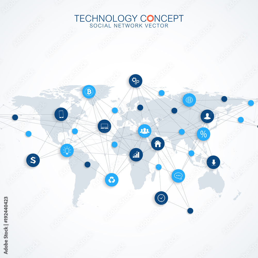 Geometric graphic background communication. Cloud computing and global ...