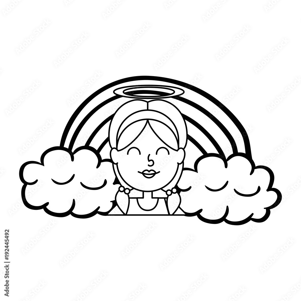 little girl angel with rainbow vector illustration design Stock Vector ...