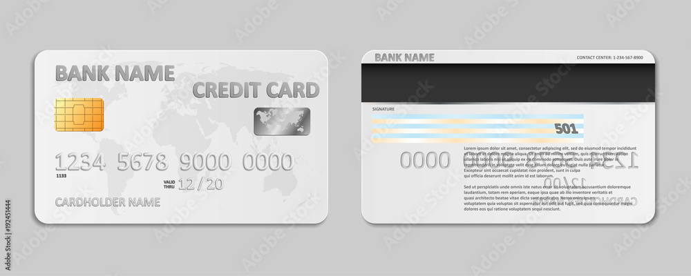 Realistic white bank credit card template isolated. Bank plastic credit ...
