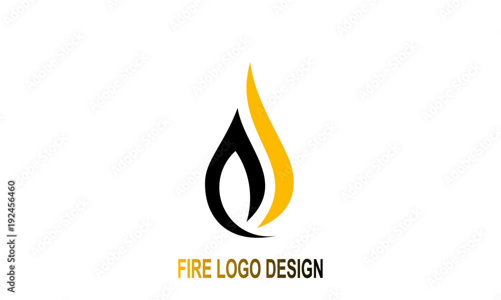 Fire logo vector. fire graphic logo with black yellow color isolated on ...