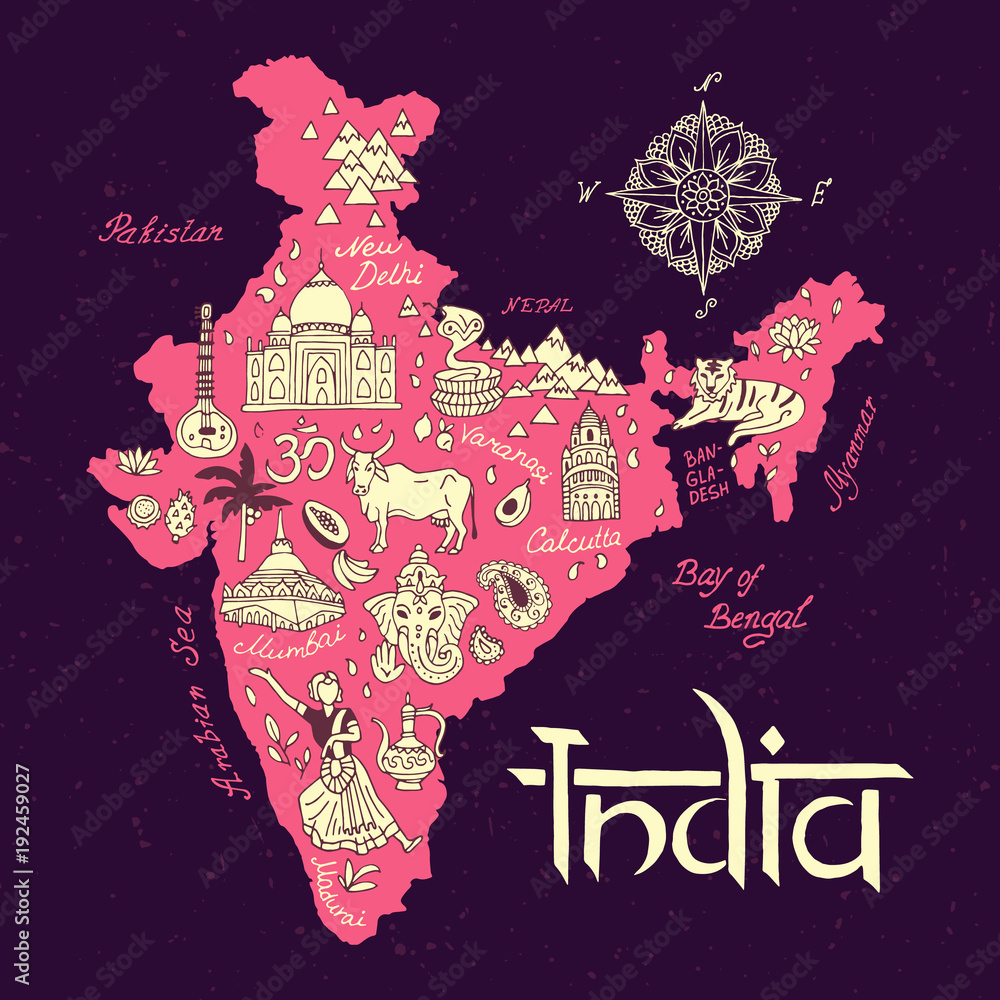 Illustrated map Stock Vector | Adobe Stock