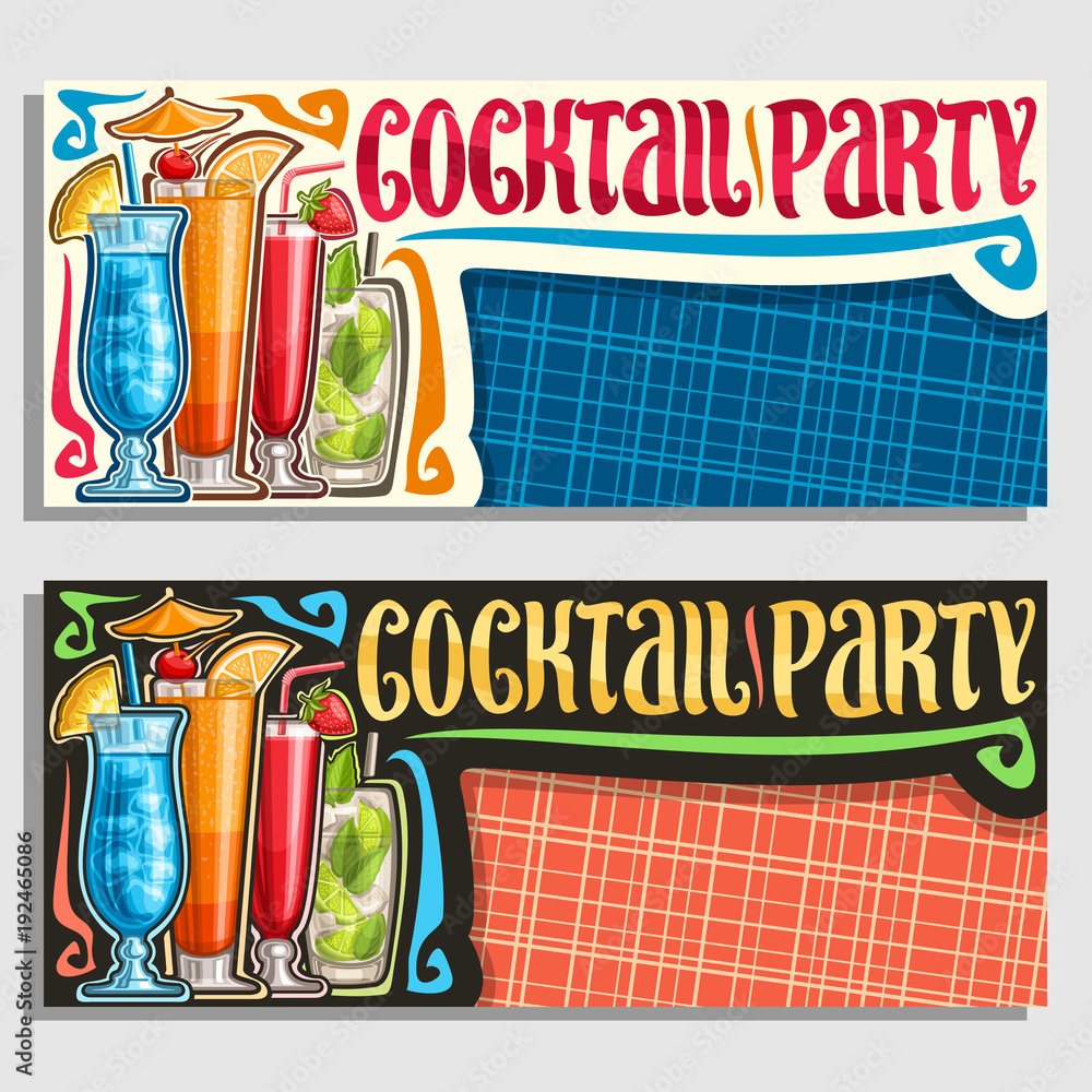Vector banners for Cocktail Party with copy space, layouts invitation ...