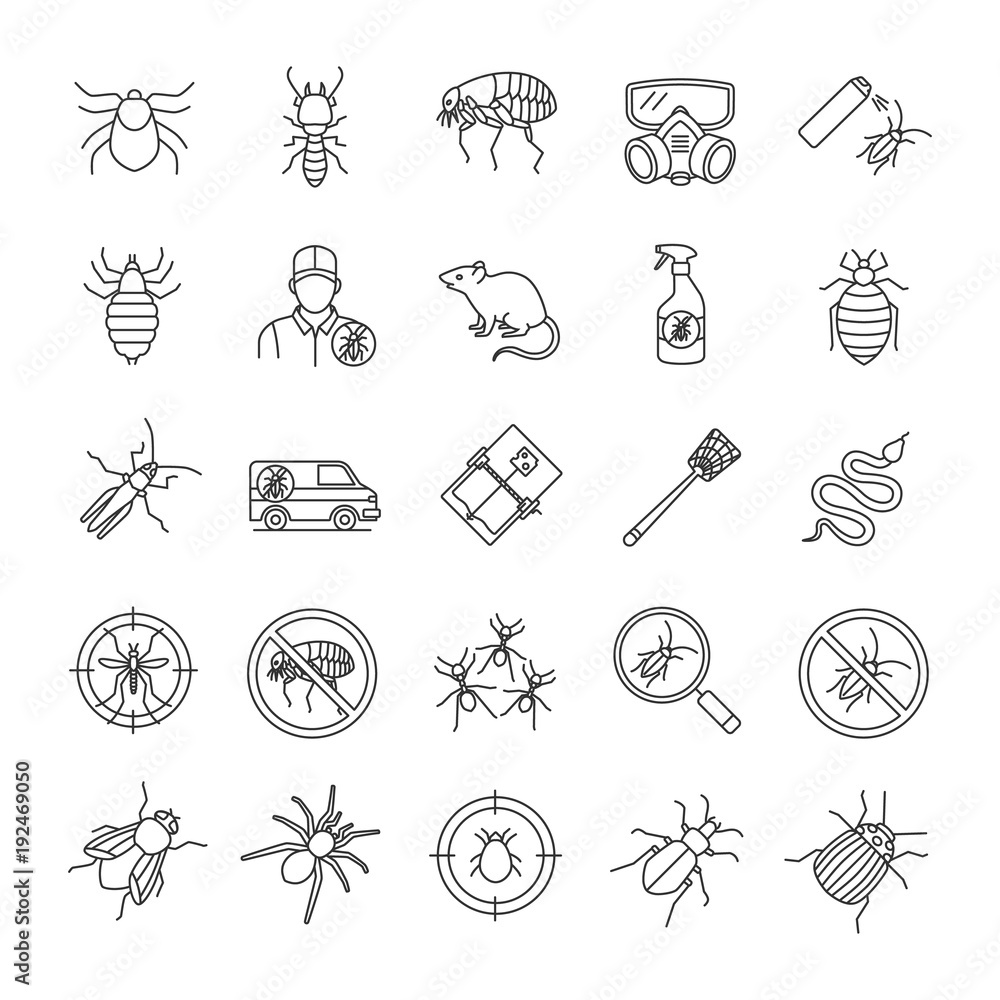 Pest control linear icons set Stock Vector | Adobe Stock