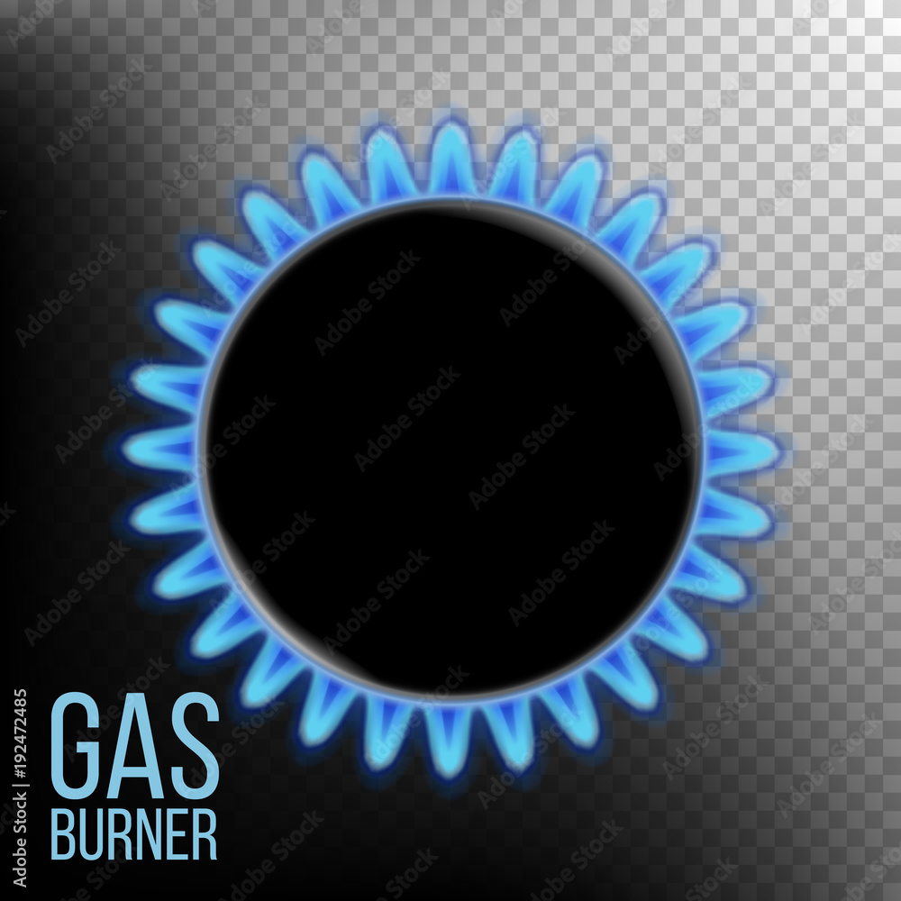 Gas Burner Vector. Burner Ring With Blue Flame. Isolated On Transparent ...