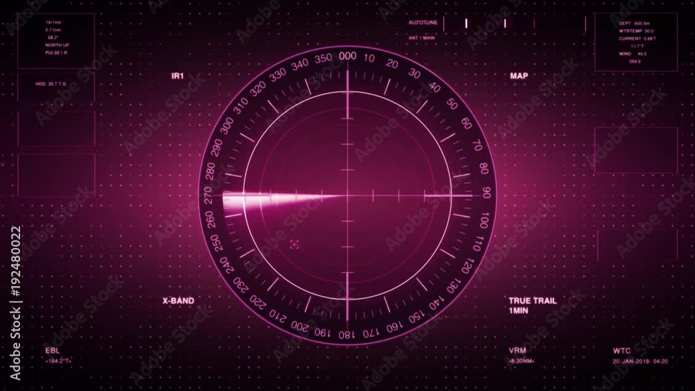 Sonar Screen For Submarines And Ships. Radar Sonar With Object On Map ...