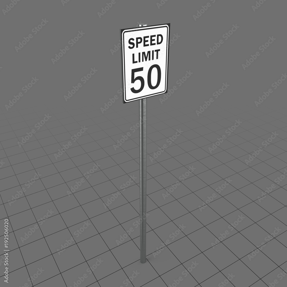 50 mph speed limit sign Stock 3D asset | Adobe Stock