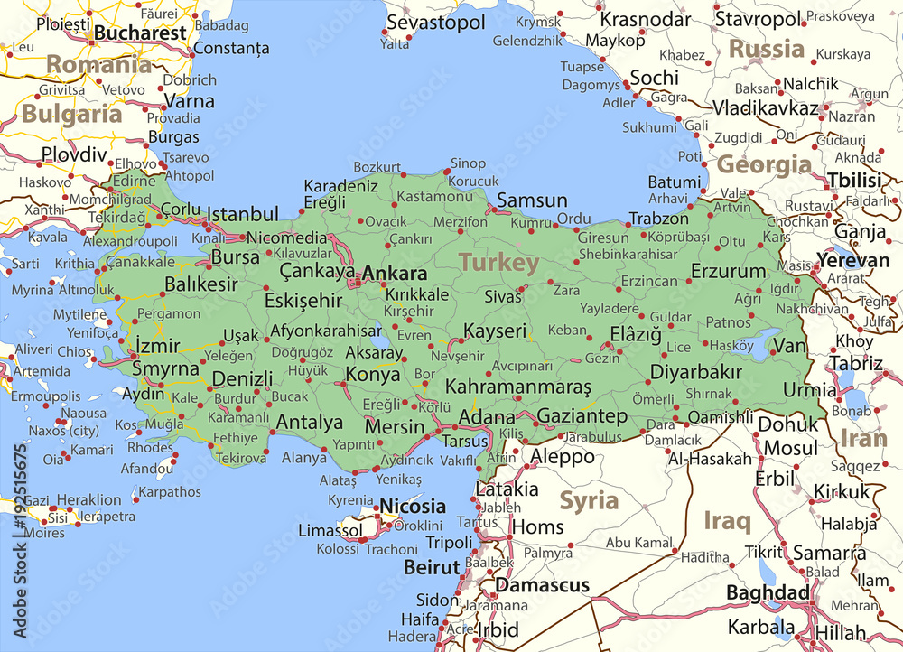 Turkey-World-Countries-VectorMap-A Stock Vector | Adobe Stock