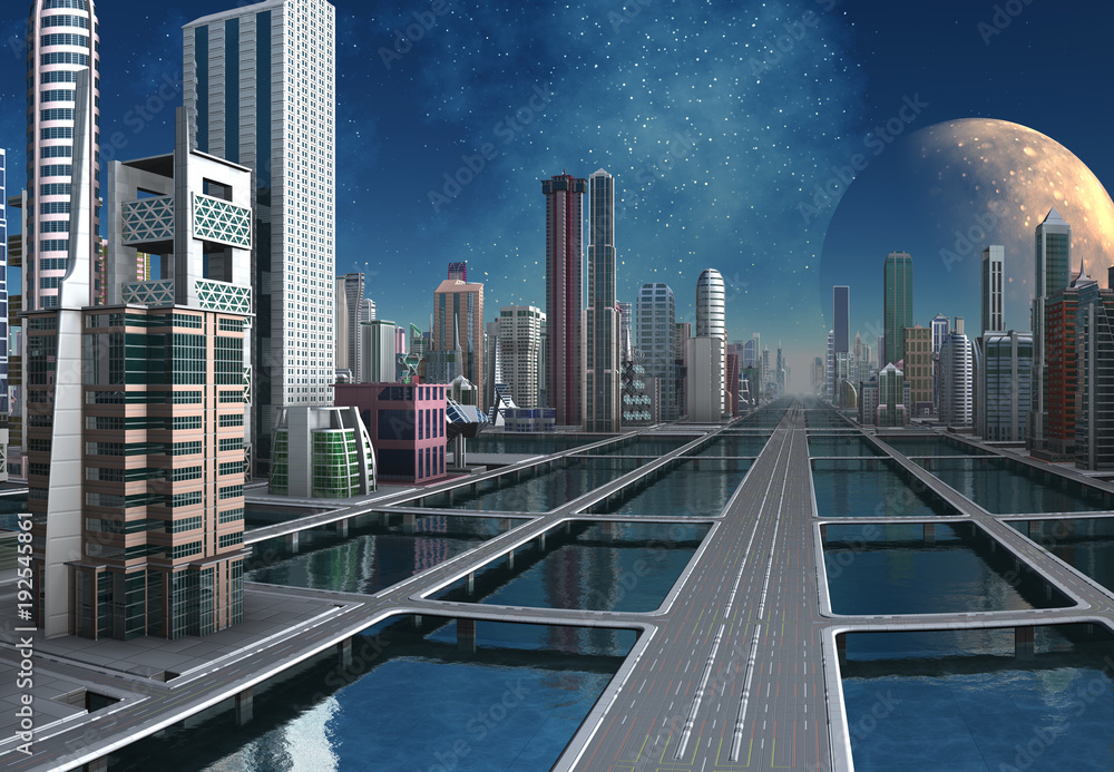 Futuristic City Skyline Day