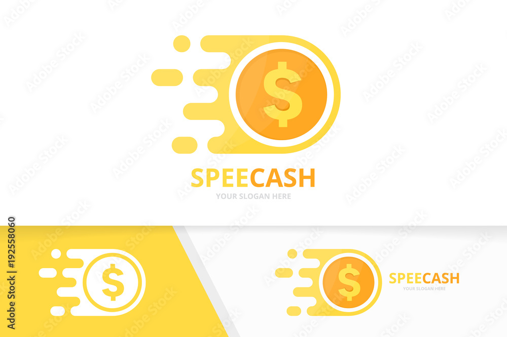 Vector fast coin logo combination. Speed money symbol or icon. Unique ...