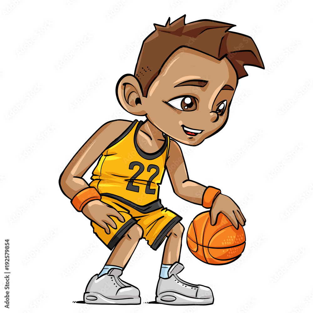 Basketball Cartoon Boy Stock Illustration | Adobe Stock