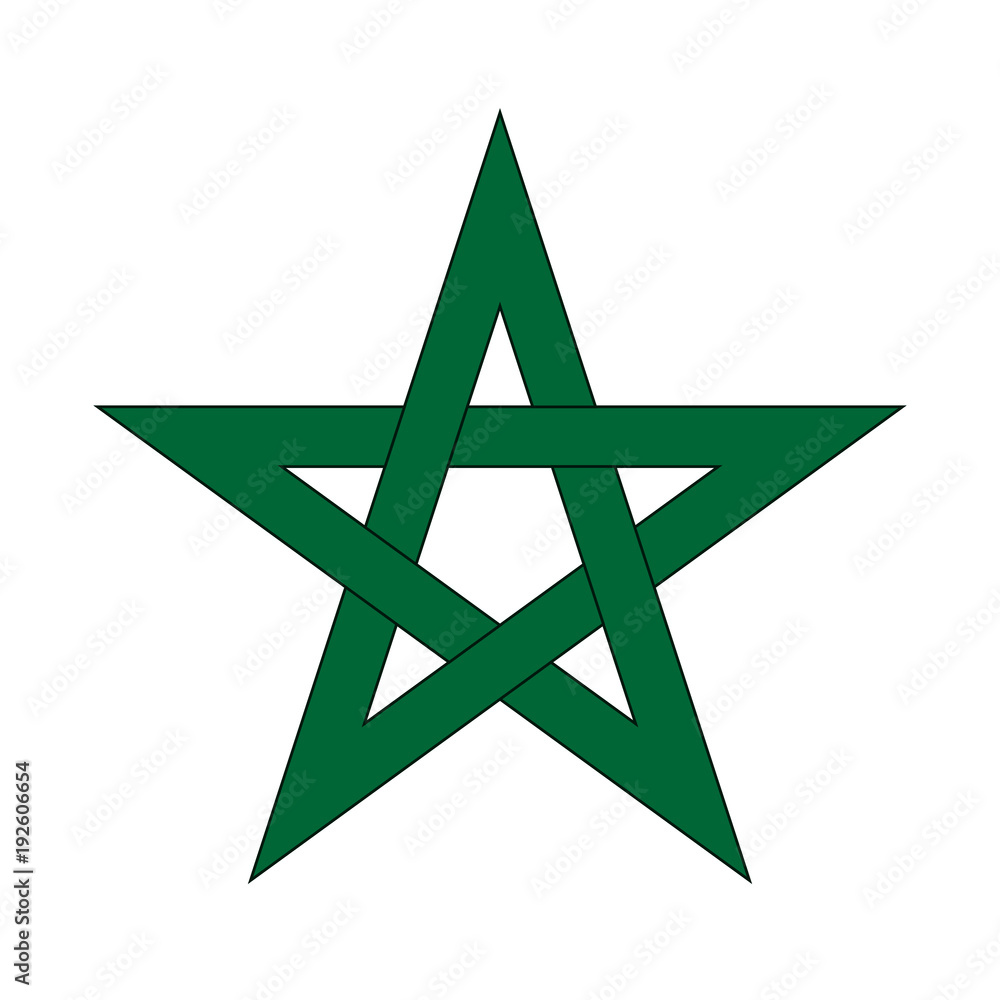 Five-pointed star of green color. Morocco symbol. Abstract concept ...