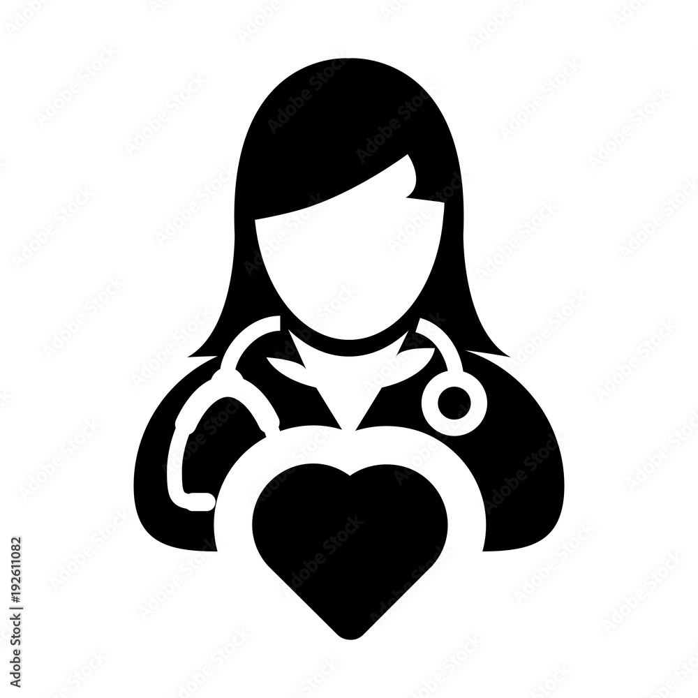 Doctor Icon Vector Cardiologist Specialist with Heart Symbol Female ...