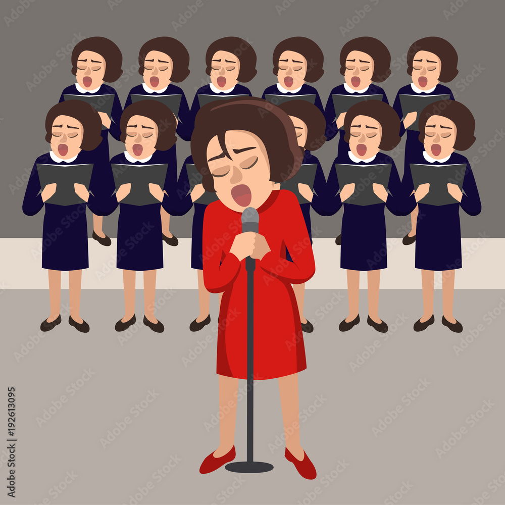 women's choir vector cartoon illustration Stock Vector | Adobe Stock