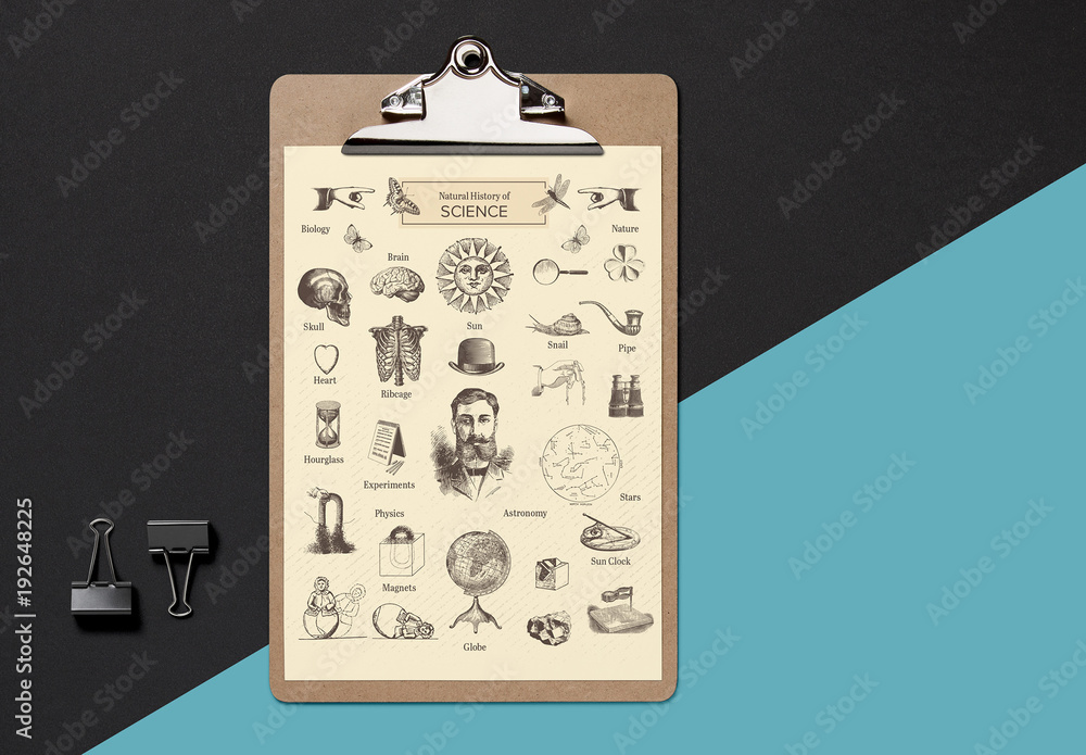 Antique Illustrated History of Science Poster Stock Template | Adobe Stock