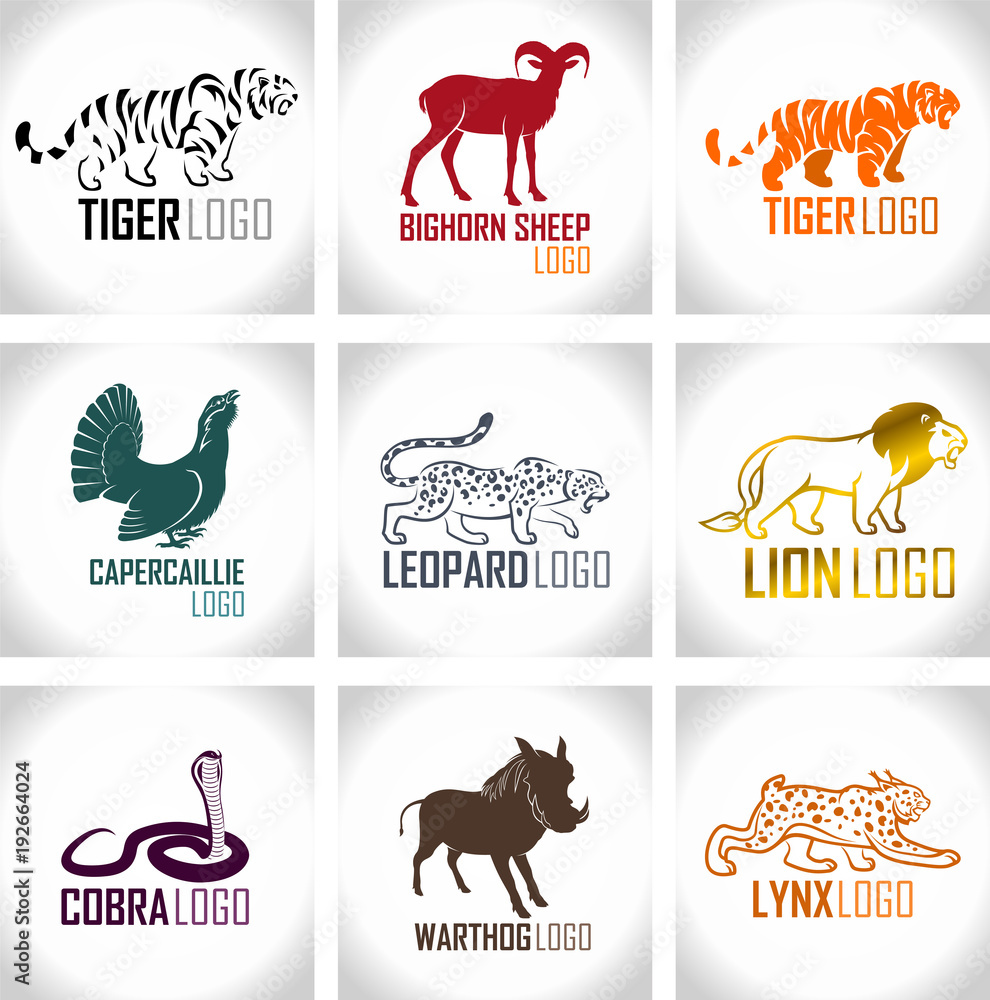 vector set of animals logo emblems labels Stock Vector | Adobe Stock