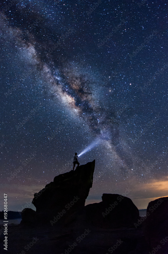 Bright milky way core and starry night sky at Kudat, sabah Malaysia ...