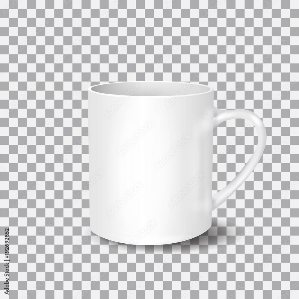 White cup on transparent background. Drink cup vector template mock up ...