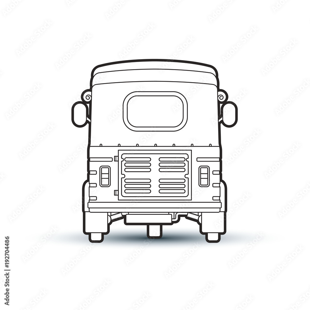black outline three wheeler back view vector cartoon Stock Vector ...