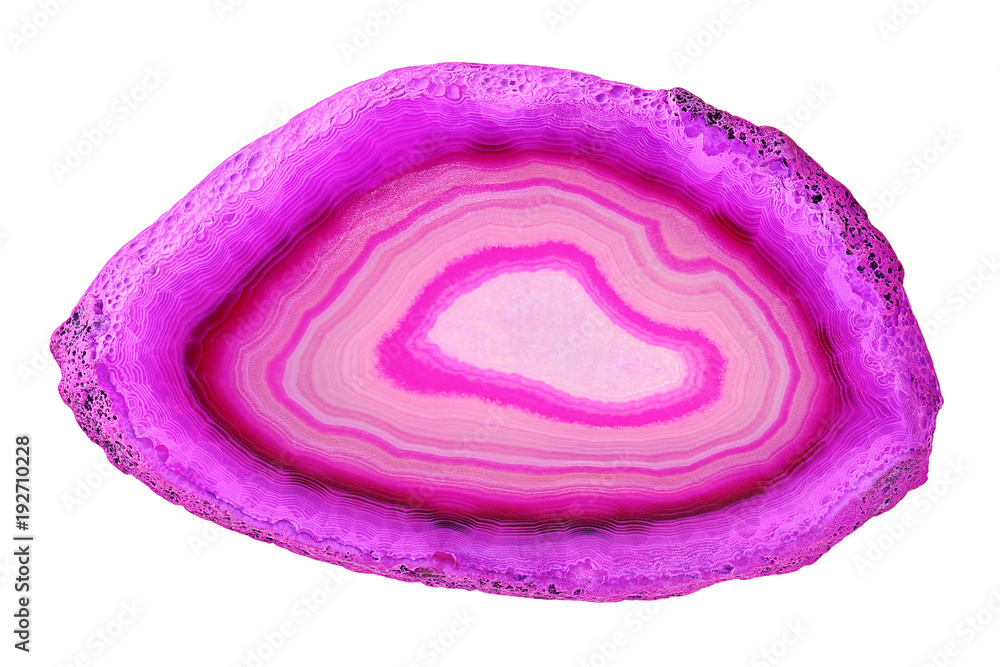 Amazing cross section of Pink Agate Crystal cut isolated on white ...