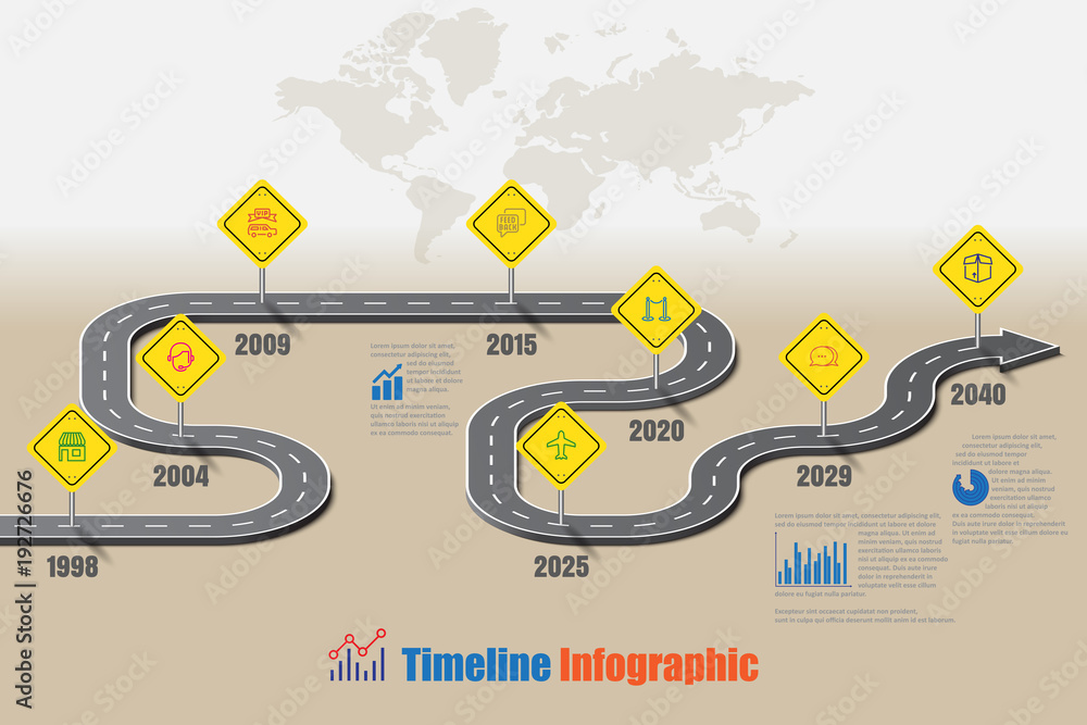 Business road signs map timeline infographic designed for abstract ...