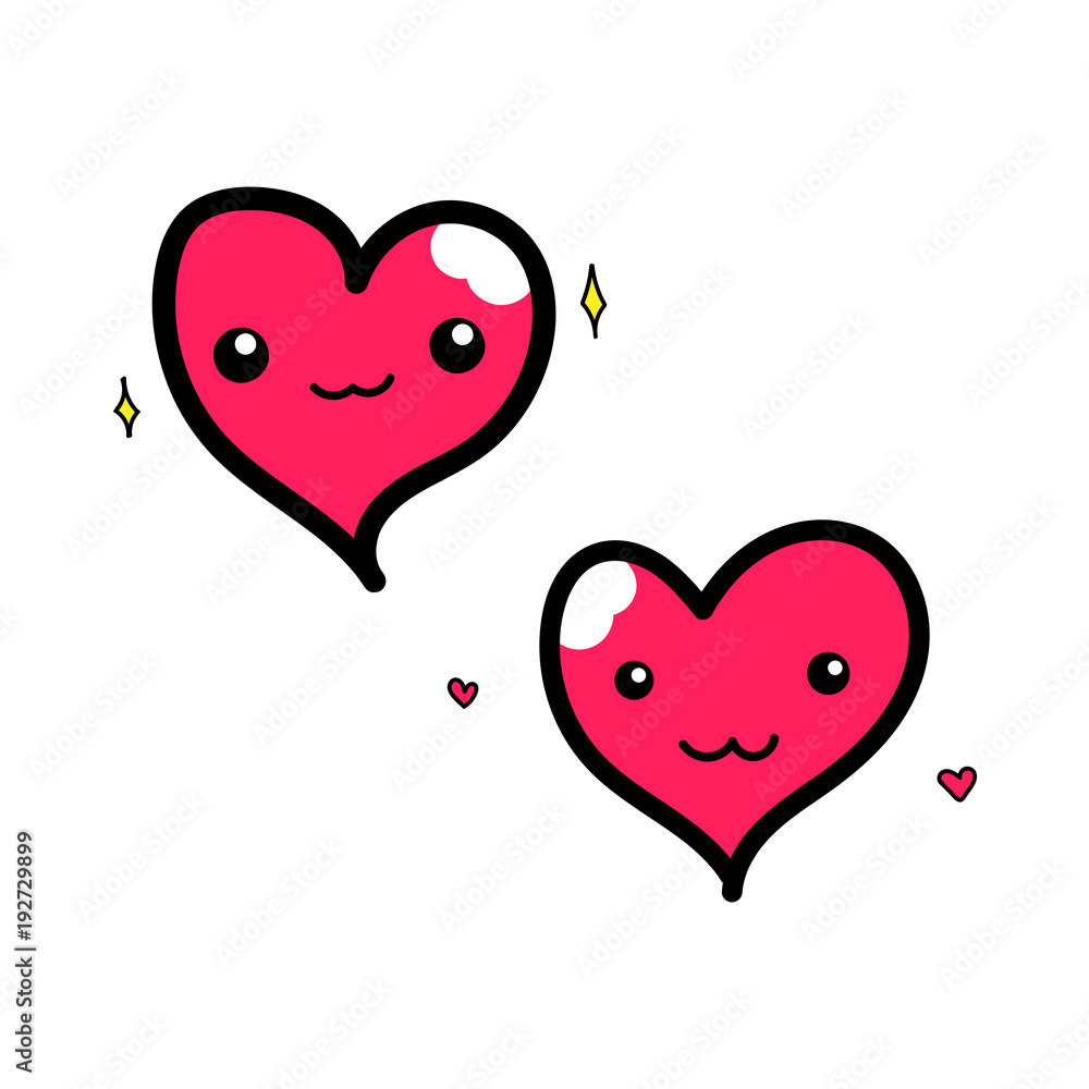Cartoon hearts doodle. Isolated on white Stock Vector | Adobe Stock