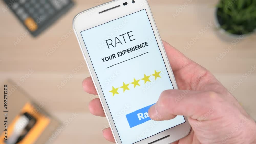Giving a 5 (five) stars rating on a ''Rate my experience'' app on a ...