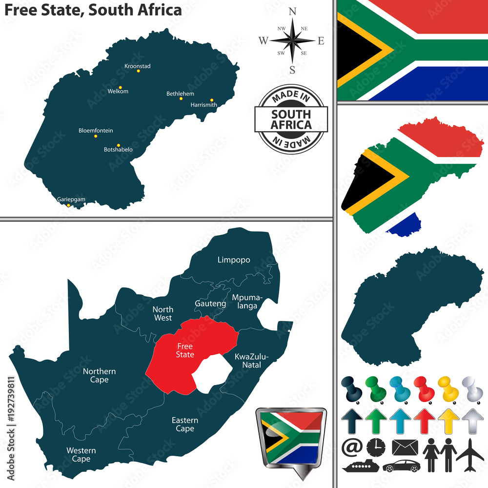 Map of Free State, South Africa Stock Vector | Adobe Stock