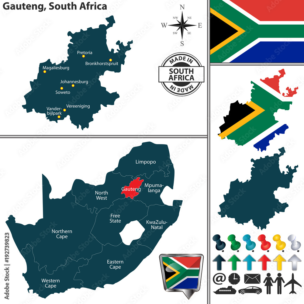 Map of Gauteng, South Africa Stock Vector | Adobe Stock