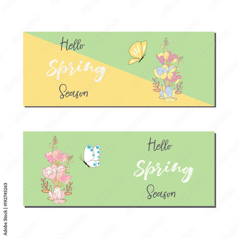 Spring sale banners poster tag design. Design with Colorful Flowers in ...