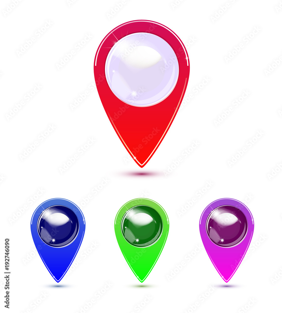 Map marker, map pin vector. Map markers with circles with blank space ...