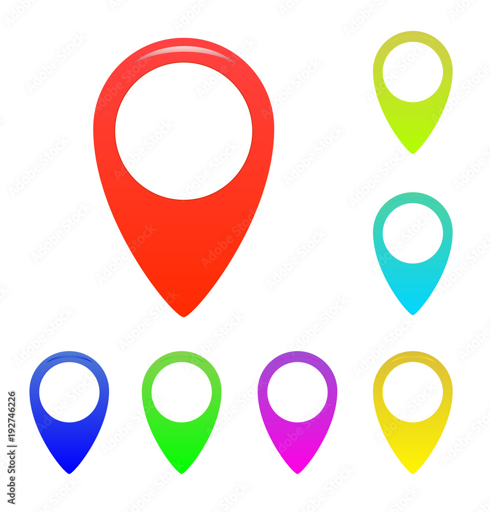 Map marker, map pin vector. Map markers with circles with blank space ...