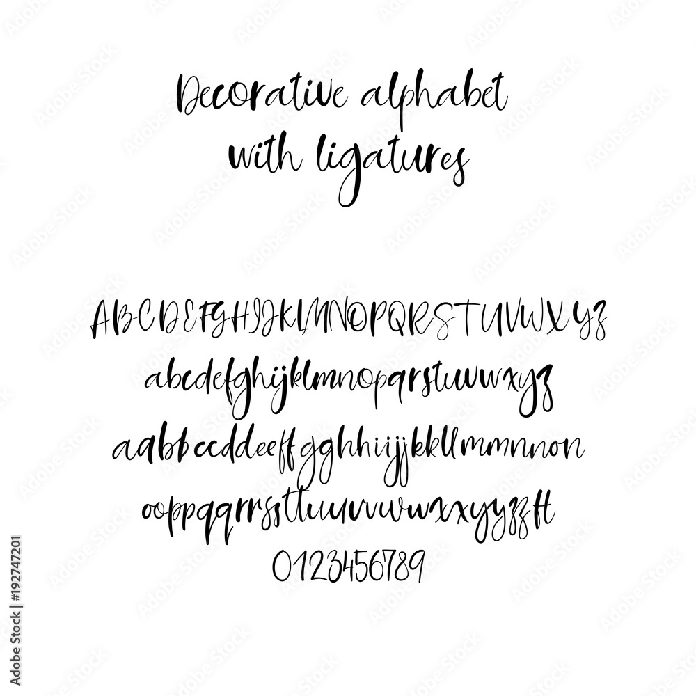 Modern calligraphy alphabet. Handwritten brush letters. Uppercase ...