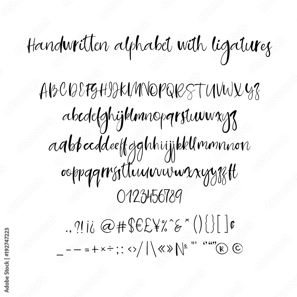 Modern calligraphy alphabet. Handwritten brush letters. Uppercase ...