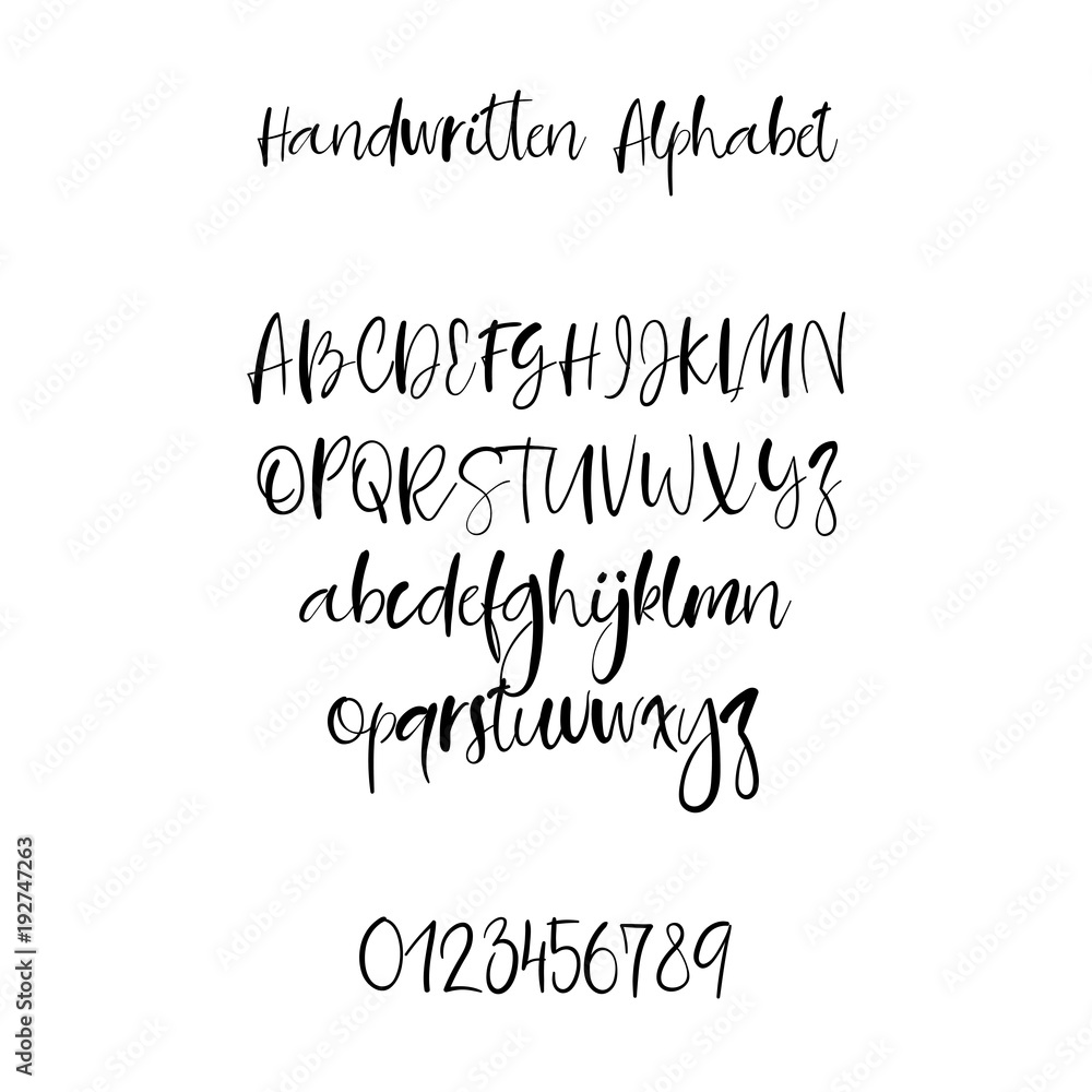 Modern calligraphy alphabet. Handwritten brush letters. Uppercase ...