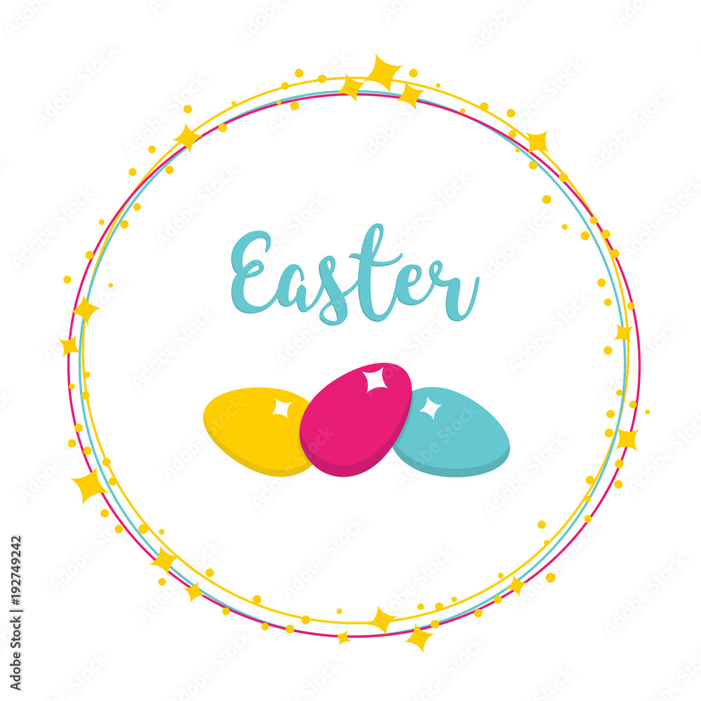 Vector greeting wreath with the great feast of Easter. Happy Easter ...