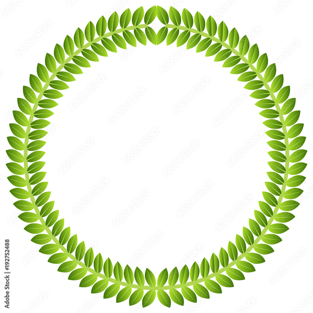 Plant Green Leaf Border Frame Round Circle Pattern Stock Vector | Adobe ...
