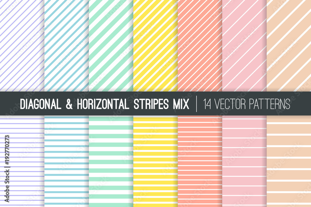 Pastel Rainbow Stripes Vector Patterns. Easter Backgrounds in Pink ...