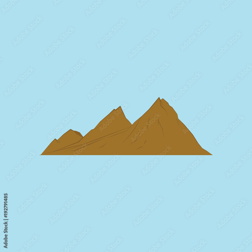 vector illustration of beautiful big brown mountain for object and ...